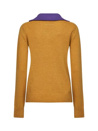 Maison Margiela Womens Knit Sweater, Mustard Wool-Blend Yellow