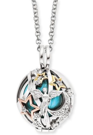 Engelsrufer Heaven Tricolor Klangkugel Anh&auml;nger, rhodiniert, gold & ros&eacute;gold, 925er Sterlingsilber Kette mit Zirkonia, verstellbar, nickelfrei, Allergiker geeigne