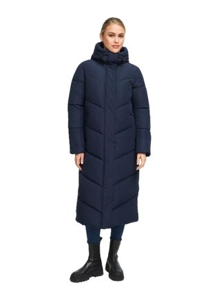 Marikoo Damen Wintermantel (XS-6XL) - gesteppt, mit Kapuze, Bel&uuml;ftungsschlitz - N090 - Navy Gr&ouml;&szlig;e 4XL - Gr.4XL