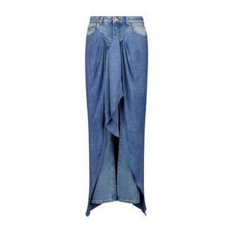 Balmain Blaue Denim Jeans mit Drapiertem Rock - - Skirts - Damen - Blau - S