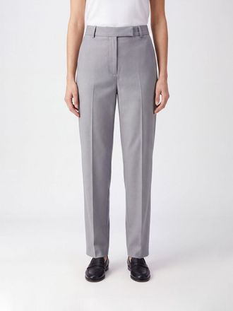 R&oacute;he Hoch taillierte Hose mit geradem Bein aus reiner Schurwolle mit asymmetrischem Verschluss