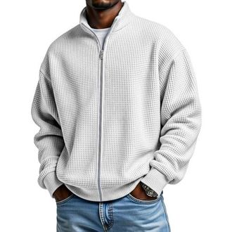 Generic Veste d&eacute;contract&eacute;e et l&eacute;g&egrave;re avec col montant et fermeture &eacute;clair, parfaite pour un usage quotidien., Blanc., 5XL