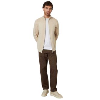 Threadbare Wynnstay Strickjacke f&uuml;r Herren, Durchgehender Rei&szlig;verschluss, Jerseyware (Hafermilch)