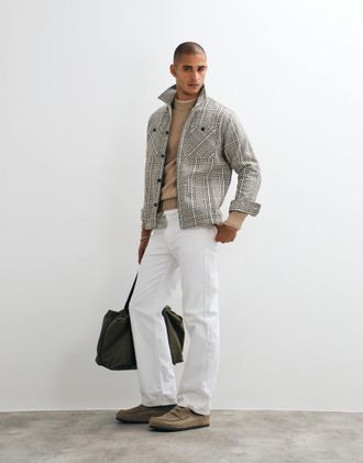 Barbour Alderney Overshirt mit Hahnentrittmuster in Grau