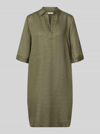 0039 Italy Knielanges Leinenkleid mit V-Ausschnitt Modell HOLLIE