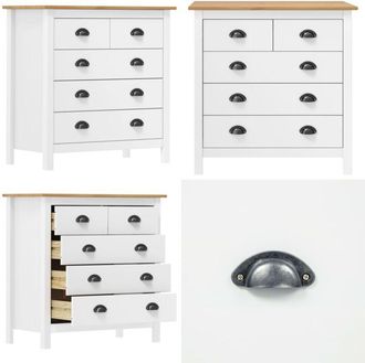 vidaXL Sideboard Hill Wei&szlig; 79x40x80 cm Massivholz Kiefer - Holz Sideboard - Massivholzm&ouml;bel - Wohnzimmerm&ouml;bel - Kommode - Sideboard Wei&szlig; - Home & Living