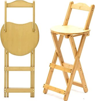 Generic Tragbarer Klapphocker mit R&uuml;ckenlehne, Barhocker aus Holz f&uuml;r K&uuml;che und Tresenh&ouml;he, Klappstuhl mit Fu&szlig;st&uuml;tze