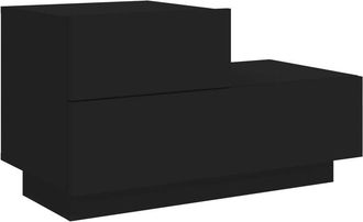 vidaXL Table de chevet avec lumières LED noir 70x36x40,5 cm vidaXL