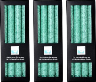 Kerzenfarm Hahn Stearin Stabkerzen, dunkelgr&uuml;n, 25 cm x 2,2 cm, 12er Set, Leuchterkerzen/Bio - Kerzen