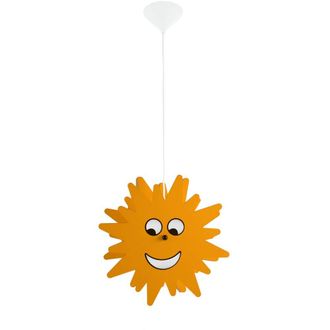 ETC Shop Pendelleuchte Kinderzimmer Sonne Hängeleuchte Sonne Kinderleuchte Hängelampe, Fernbedienung dimmbar, Holz gelb, 1x LED 3,5W 320Lm warmweiß, DxH 38x110