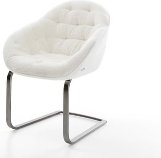 DELIFE Freischwinger Gaio-Flex Boucl&eacute; Soft Beige Freischwinger flach Graphit, Esszimmerst&uuml;hle