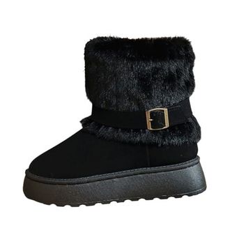 Generic Bottes de neige chaudes pour femme - Bout rond - &Eacute;l&eacute;gantes - D&eacute;contract&eacute;es - Semelle &eacute;paisse - Confortables - Classiques - En fourrure &eacute;paisse - &Agrave; enf