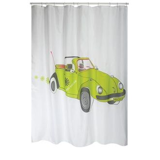 MSV Anti-Schimmel Duschvorhang - Anti-Bakteriell, waschbar, wasserdicht, mit 12 Duschvorhangringen - Polyester, Weiß Auto 180x200cm