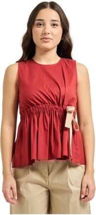 iBlues Femme, Blouses et Chemises, Rouge, Taille: 40 FR Haut &Eacute;vas&eacute; en M&eacute;lange de Coton