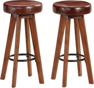 vidaXL Vidaxl - 2 tabourets id&eacute;aux hauts pour bars ou cuisine avec si&egrave;ge en bois