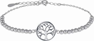 Luxenter Armband, 925er Sterlingsilber und rhodinierter gl&auml;nzender Zirkonia, Baum des Lebens