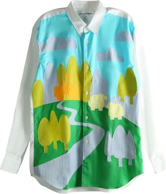 Comme Des Garçons Gestreiftes Hemd - Weiß