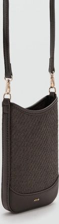 Mango Housse t&eacute;l&eacute;phone portable bandouli&egrave;re chocolat - Femme - Taille unique - MANGO