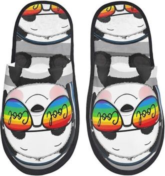 Generic Pantoufles En Feutre Panda Avec Des Lunettes De Soleil R&eacute;utilisables Pantoufles De Voyage Lavables Maison Slippers Pour Chambre Camping Homme L