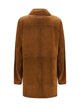 Valstar Womens Suede Long Jacket Tabacco Calf Leather Bos Taurus