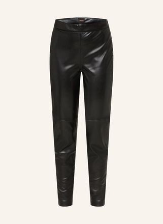 HUGO BOSS Leggings Taskin In Lederoptik schwarz