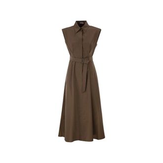 Brunello Cucinelli Texture Twill Hemdblusenkleid - - Dresses - Damen - Braun - L
