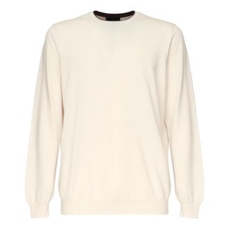 Fay Stilvoller Pullover mit Rundhalsausschnitt - - Knitwear - Herren - Beige - 2XL