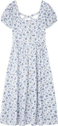 Springfield 8.t.a. Vestido Midi MC Lino ESP Cruz Robe décontractée, Marron (Marrón Óxido), 34 Femme