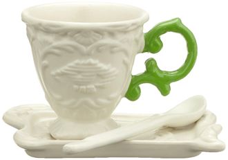 Seletti I-Wares Kaffee-Set aus Porzellan mit Griff, Grün