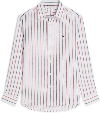 Tommy Hilfiger Hemd Regular Fit Textured Stripe Pure