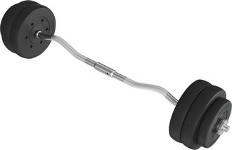 Yaheetech 30 kg SZ Curlset Langhantel-Set, SZ-Stange mit 6 Scheiben, Hantel-Set für Krafttraining, Curl-Stange mit Gewichten, Hantelstangenset SZ-Hantelset Curl