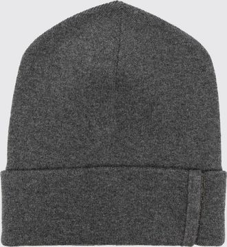 Brunello Cucinelli Beanie aus reinem Kaschmir von mit Umschlag und Monili-Verzierung