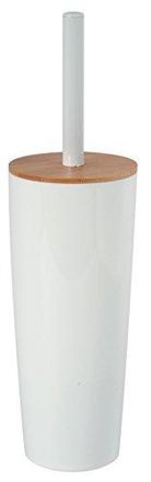 MSV Brosse WC avec Support PS & Bambou Oslo Blanc