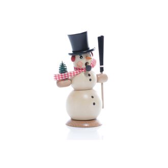 Rudolphs Schatzkiste R&auml;uchermann Schneemann Natur H&ouml;he 16cm NEU Rauchen Rauchfigur Rauchmann R&auml;ucherfigur R&auml;ucherkerze Smoker Kerze Figur Mann Holz Seiffen Erzgebirge Holz