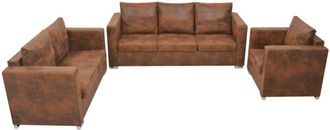 vidaXL Vidaxl - Ensemble de canap&eacute;s 3 pcs cuir daim synth&eacute;tique