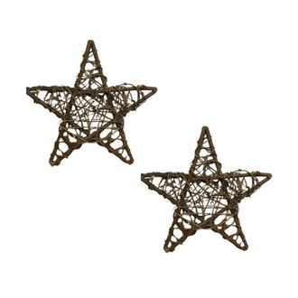Amosfun 2st Weihnachtsstern Dekorationen Ornamente Vintage Rustikale Weihnachtsdekorationen Korbweidenrattansterne Rustikaler Weinrebenkranz Stern Baum Topper