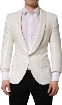 Dolce & Gabbana Homme, Vestes, Blanc, Taille: M Veste Blazer Crois&eacute;e en Viscose