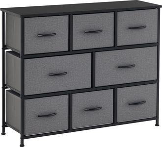 HOMCOM Kommode mit 8 Schubladen aus Stoff Aufbewahrungsschrank Kommodenschrank mit Griffen, Metallgestell, Modern-Design Schrank f&uuml;r Schlafzimmer, Wohnzimmer