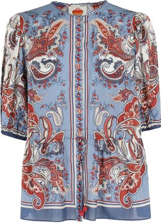 Farm Rio Farm Rio, Femme, Blouses et Chemises, Multicolore, Taille: 40 FR Blouse &agrave; Manches Courtes et Imprim&eacute; Foulard Paisley