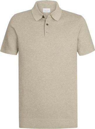 Profuomo Unifarbenes Strick-Poloshirt in Reiskornstruktur in