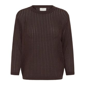 Kaffe Rundhals-Strickware - - Knitwear - Damen - Braun - XS