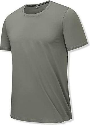 Generic Chemise en coton et lin pour homme - T-shirt d&eacute;t&eacute; 2026 en coton - Col rond - Couleur unie - Polyvalente - Coupe ample - Sports de plein air - Tunique 