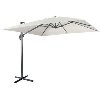 Sweeek Parasol d&eacute;port&eacute; carr&eacute; 3x3m haut de gamme - Falgos - ecru- Parasol excentr&eacute; inclinable. rabattable et rotatif &agrave; 360&deg;