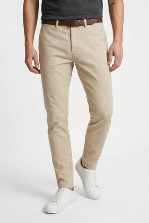 Jack & Jones Chinohose JACK & JONES JPSTMARCO ADAM BELTED CHINO, Herren, Gr. 30, L&auml;nge 32, string, Web, Obermaterial: 98% Baumwolle, 2% Elasthan, unifarben, slim f