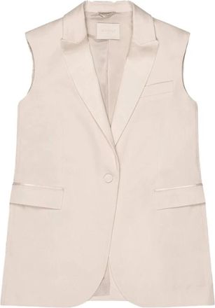 Circolo 1901 Femme, Vestes, Beige, Taille: 38 FR Veste Blazer Sans Manches &Eacute;l&eacute;gante &agrave; Simple Boutonnage