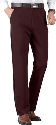 Generic Pantalon de costume ample classique et confortable pour homme - Pantalon droit et l&eacute;ger - Pantalon de travail d&eacute;contract&eacute; pour homme, Rouge, 48