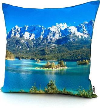 Heimtexland Outdoorkissen Bedruckt 45x45 Garten Lounge Dekokissen Outdoor Lotus Effekt Typ742 Alpen Bergsee