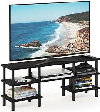 Furinno Mehrzweck-TV-Regal mit 3 Ebenen, holz, Espresso/Schwarz, 29.49 x 119.9 x 47.09 cm