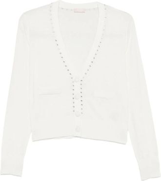 Liu Jo Femme, Pulls, Blanc, Taille: 38 FR Cardigan &agrave; col en V