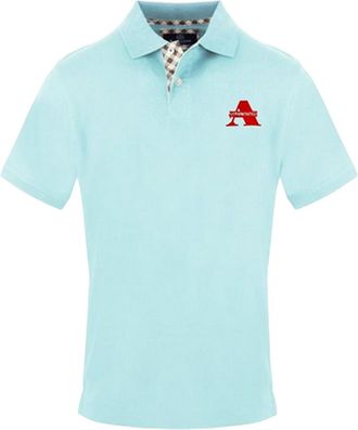 Aquascutum Poloshirt f&uuml;r Herren, bestickt, gewebter Stoff (Himmelblau Gewaschen)